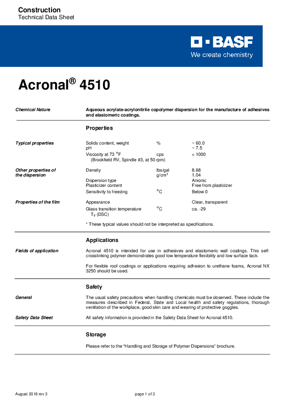 ACRONAL® 4510 | BASF