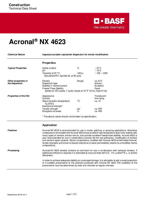 ACRONAL® NX 4623 | BASF