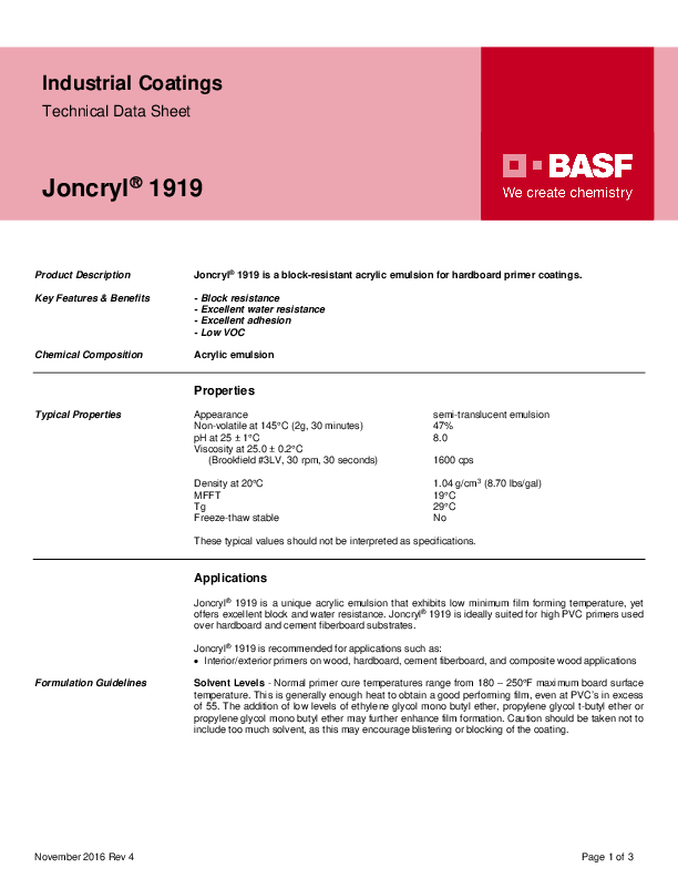 JONCRYL® 1919 | BASF