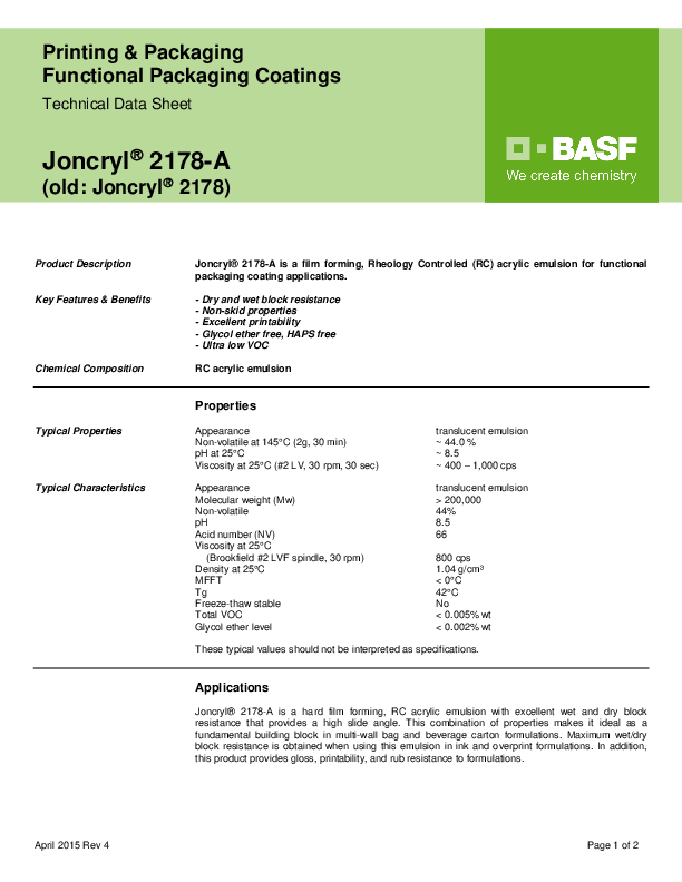 JONCRYL® 2178-A | BASF
