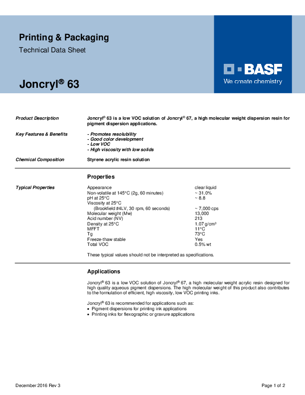 JONCRYL® 63 | BASF