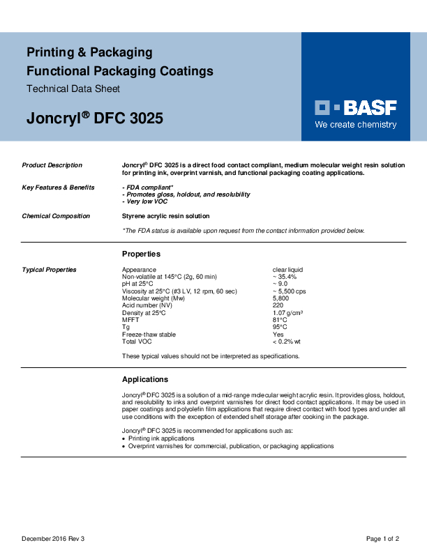 JONCRYL® DFC 3025 | BASF