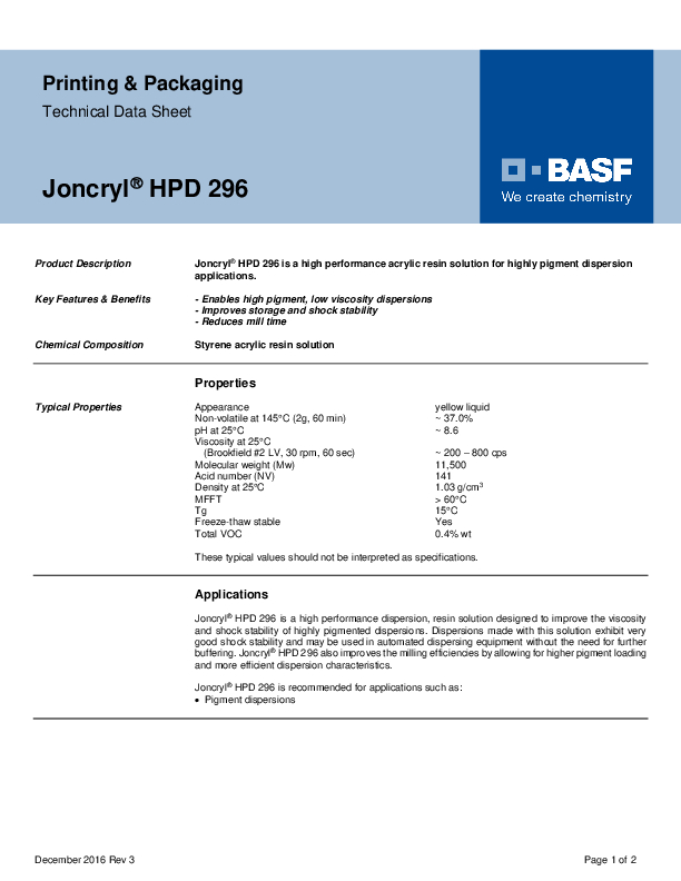 JONCRYL® HPD 296 | BASF