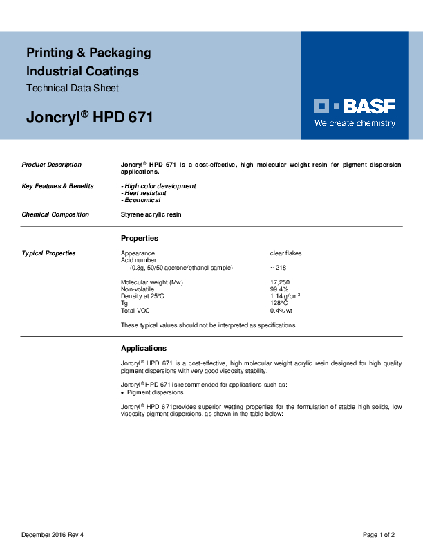 JONCRYL® HPD 671 | BASF