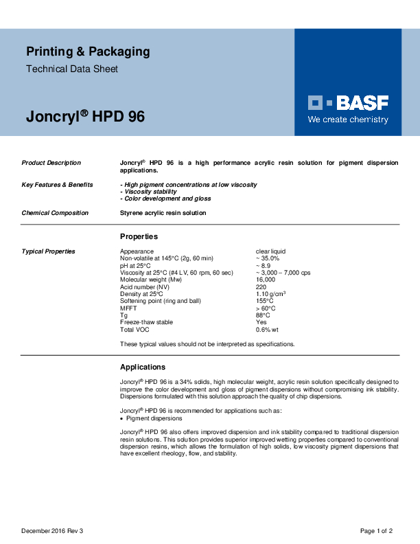JONCRYL® HPD 96 | BASF