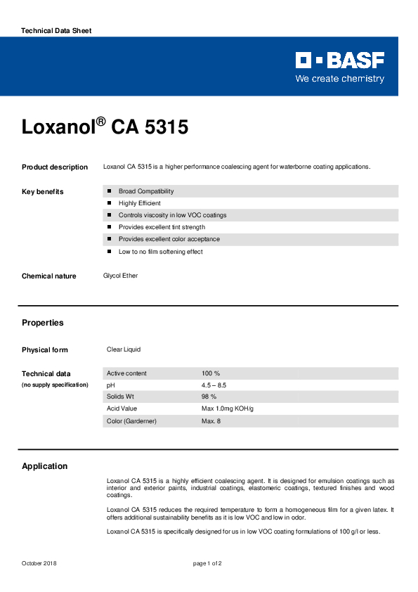 LOXANOL CA 5315 | BASF