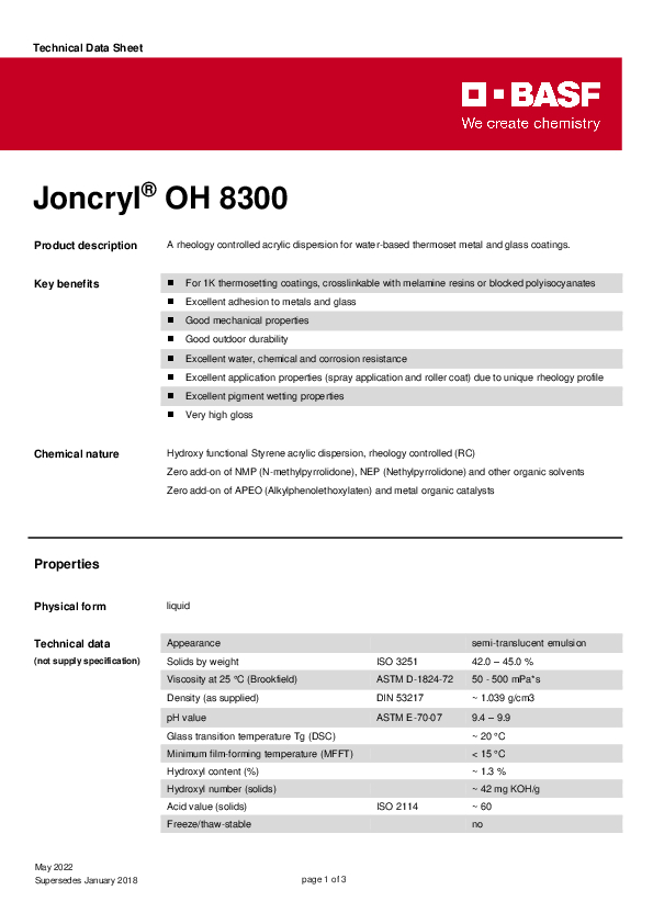 JONCRYL® OH 8300 | BASF