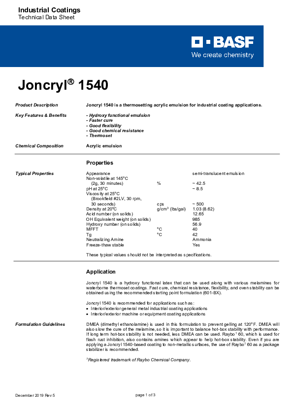 JONCRYL® 1540 | BASF