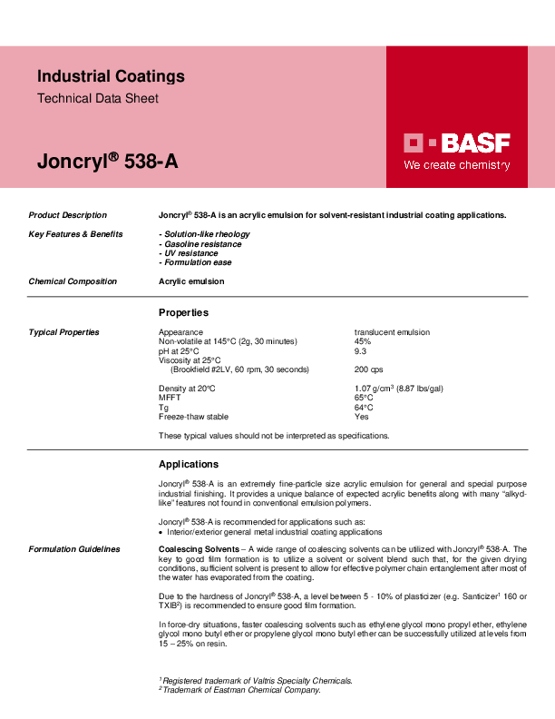 JONCRYL® 538-A | BASF