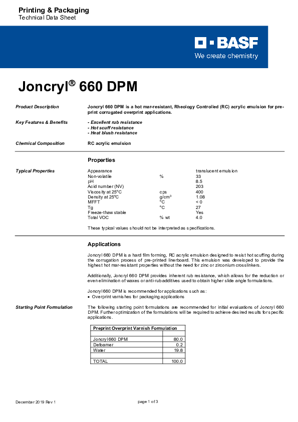 JONCRYL® 660 DPM | BASF