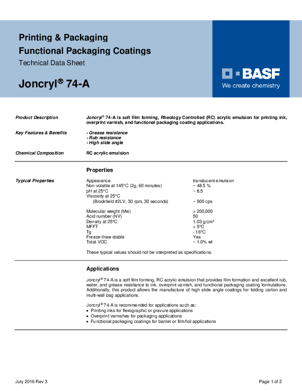 JONCRYL® 74-A | BASF