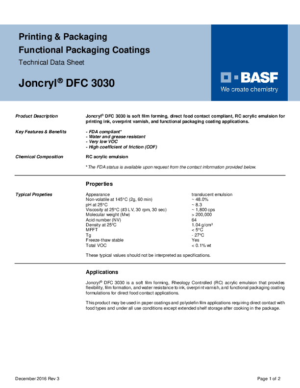 JONCRYL® DFC 3030 | BASF
