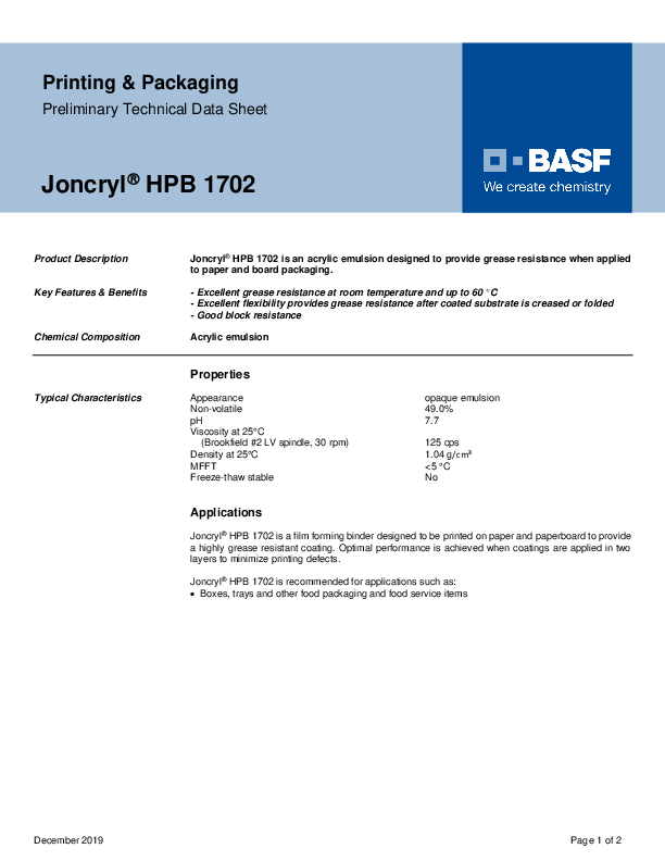 JONCRYL® HPB 1702 | BASF