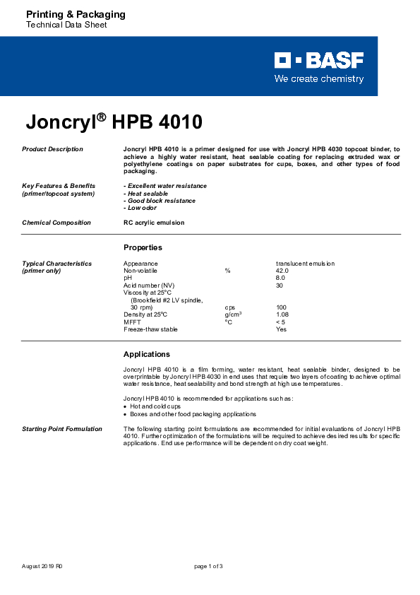 JONCRYL® HPB 4010 | BASF