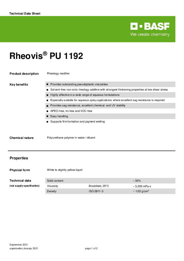 RHEOVIS® PU 1192 | BASF