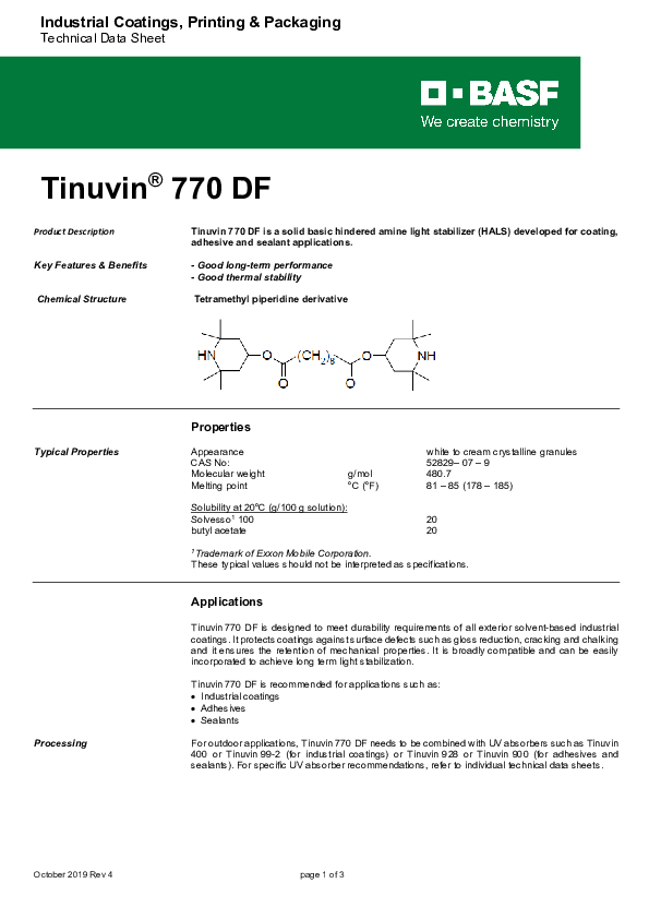 TINUVIN® 770 DF | BASF